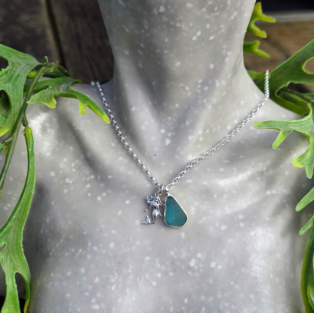Mermaids Tear Sea Glass Necklace 427 – Coastal Silver