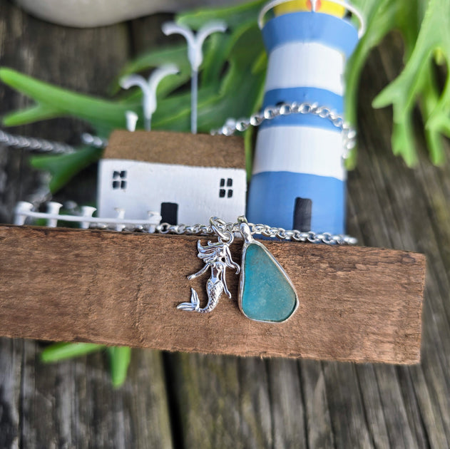 Mermaids Tear Sea Glass Necklace 427 – Coastal Silver